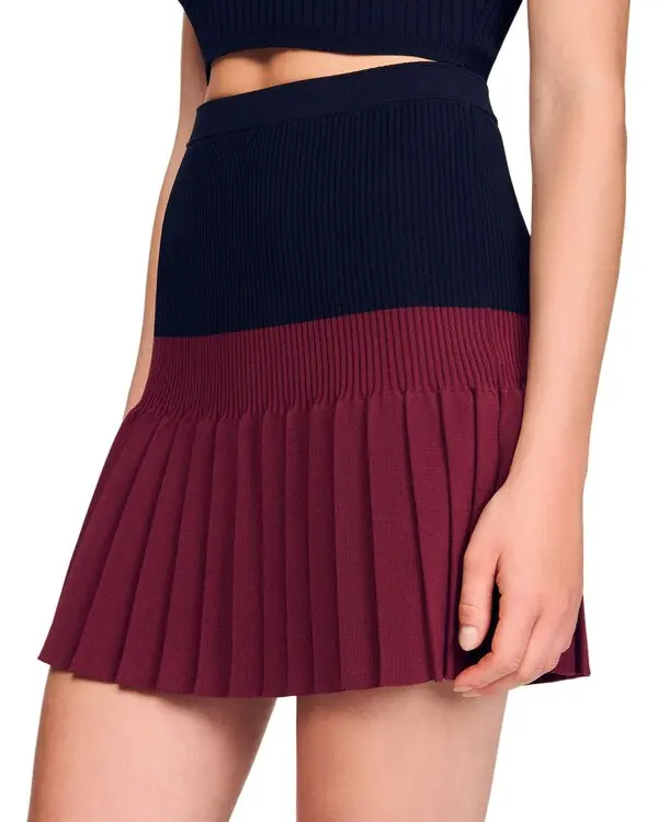 Sandro Short Two-tone Knit Skirt