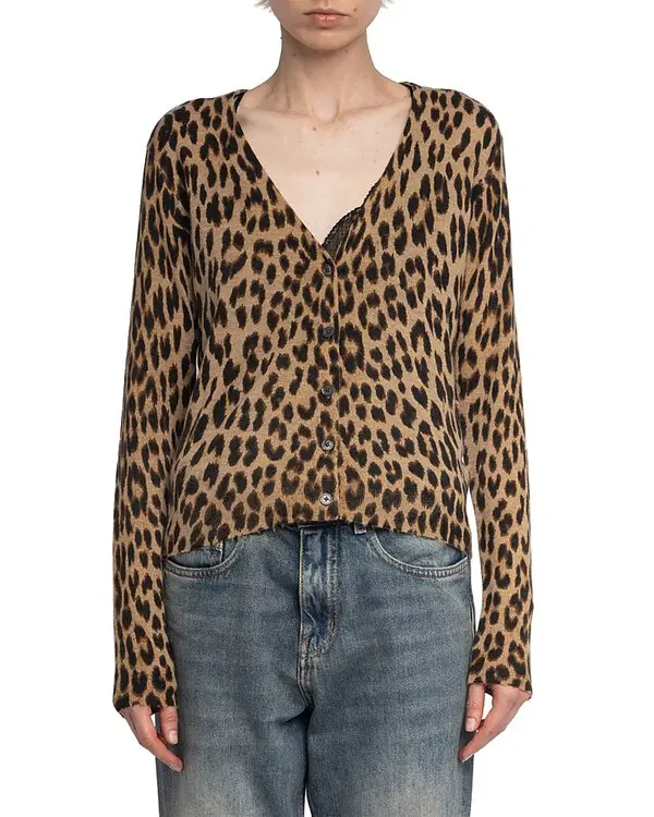 Zadig&Voltaire Manala Cp Print Leo Cashmere Cardigan - Daim
