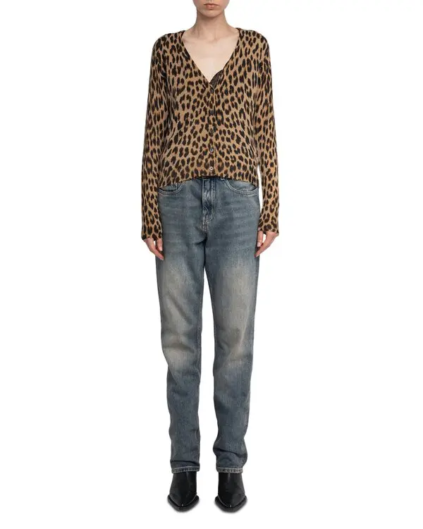 Zadig&Voltaire Manala Cp Print Leo Cashmere Cardigan - Daim