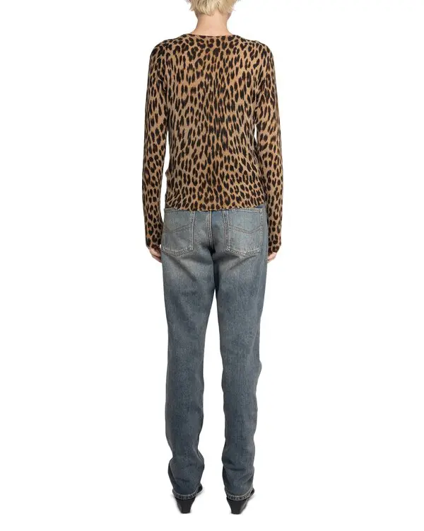 Zadig&Voltaire Manala Cp Print Leo Cashmere Cardigan - Daim