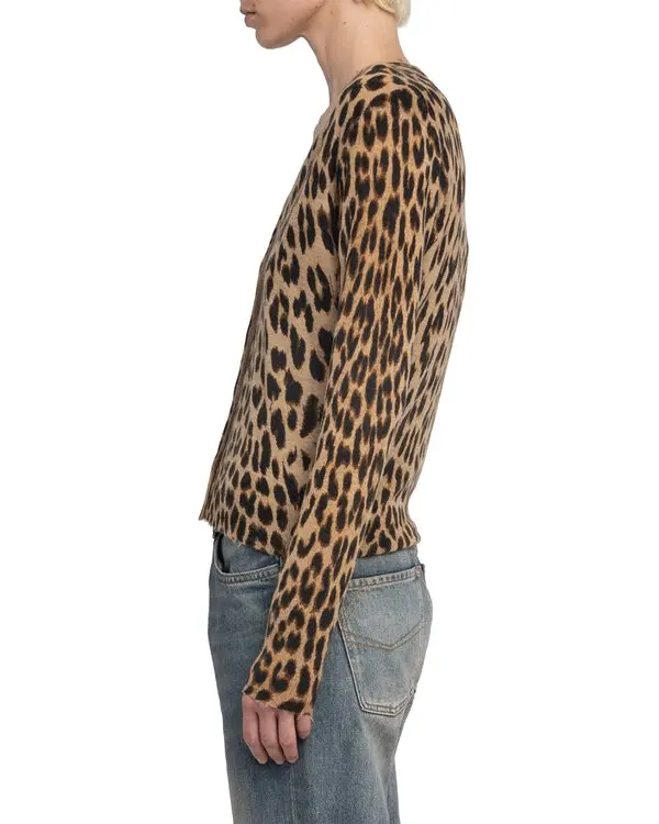 Zadig&Voltaire Manala Cp Print Leo Cashmere Cardigan - Daim