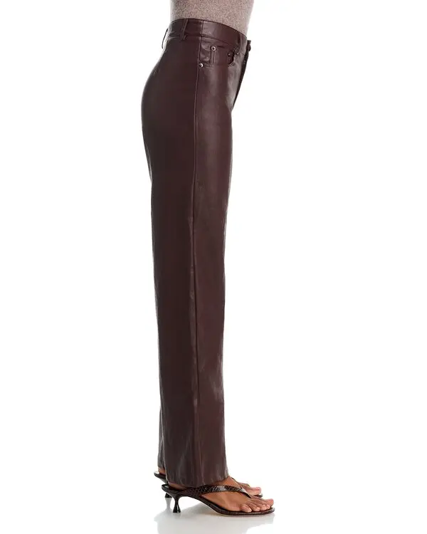 Aqua Faux Leather Flared Pants - Brown