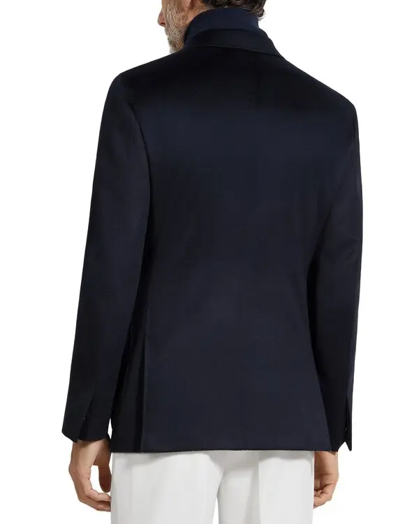Zegna Oasi Cashmere Jacket With Knit Bib - Navy Blue