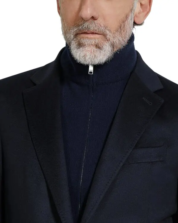 Zegna Oasi Cashmere Jacket With Knit Bib - Navy Blue