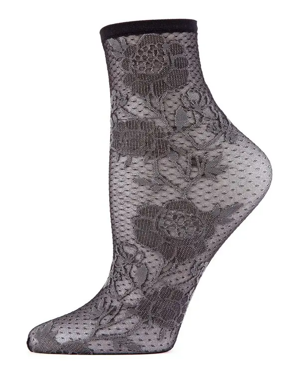 Natori Chantilly Sheer Shortie Socks - Gray