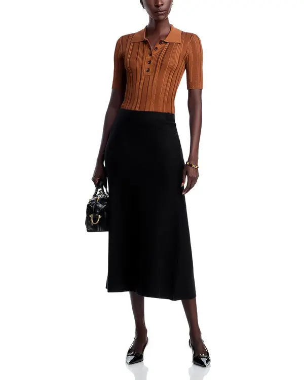 SIONI A-line Midi Skirt - Black