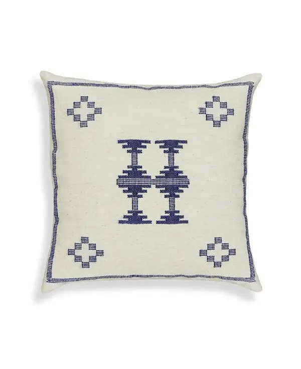 TOV FURNITURE Aztec Wool 20 In Square Accent Cushion - Cream And Indigo