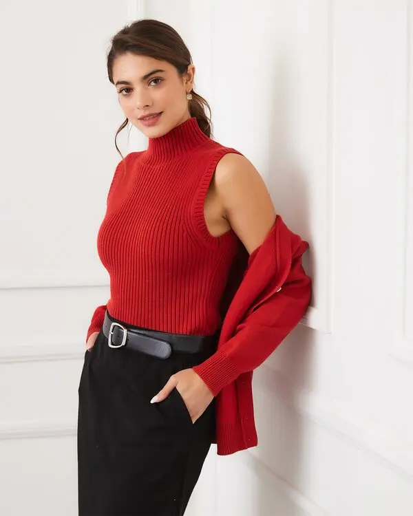 Karen Kane Turtleneck Sweater - Tomato