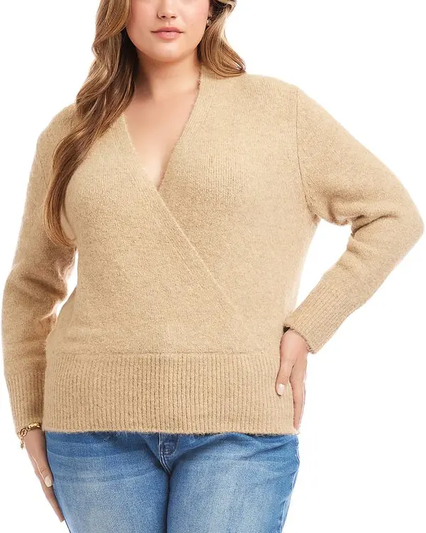 Karen Kane Wrap Sweater - Wheat