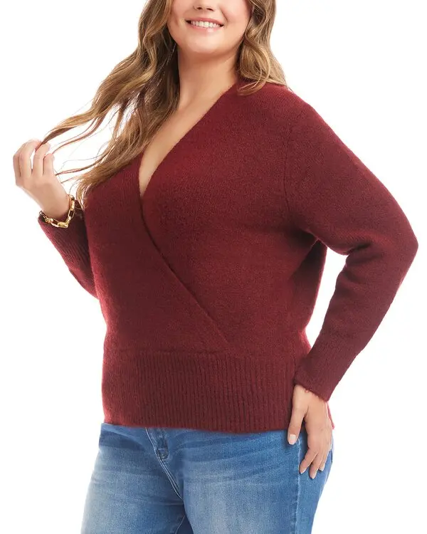 Karen Kane Wrap Sweater - Wine