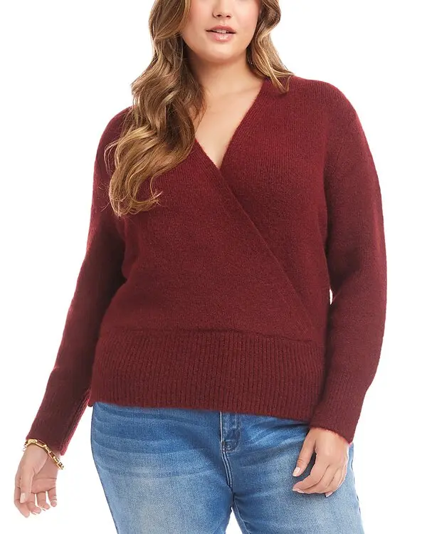 Karen Kane Wrap Sweater - Wine