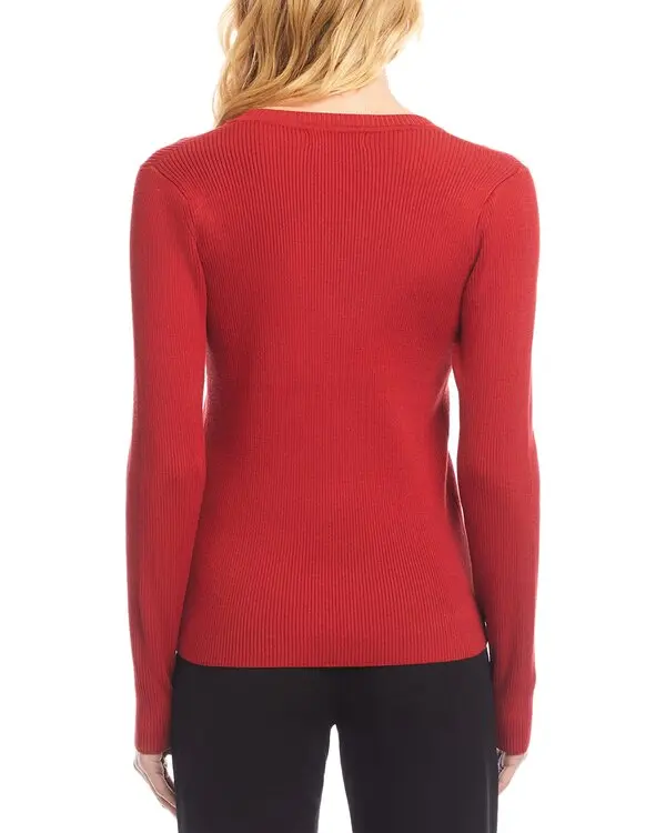 Karen Kane V-neck Ribbed Sweater - Tomato