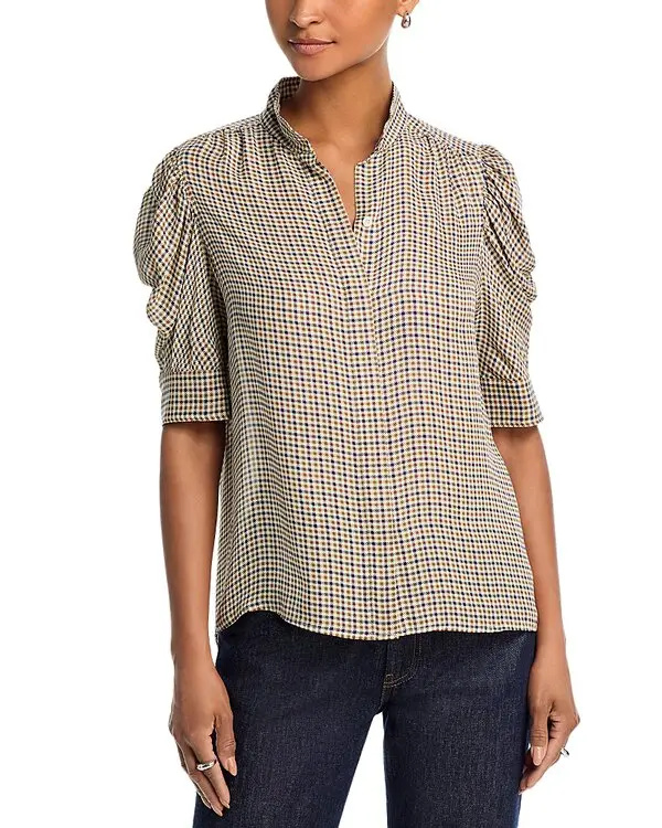 FRAME The Gillian Silk Top - Houndstooth