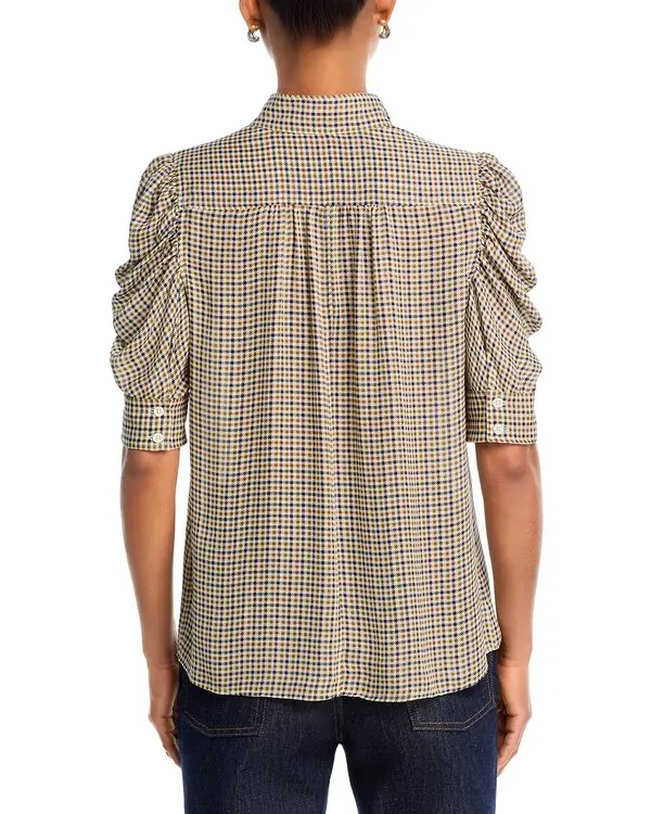 FRAME The Gillian Silk Top - Houndstooth