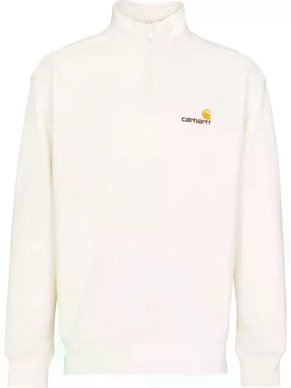 Carhartt Work In Progress Logo-embroidered Half-zip Sweatshirt - White