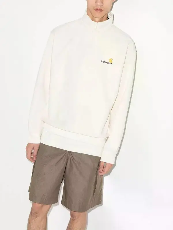 Carhartt Work In Progress Logo-embroidered Half-zip Sweatshirt - White