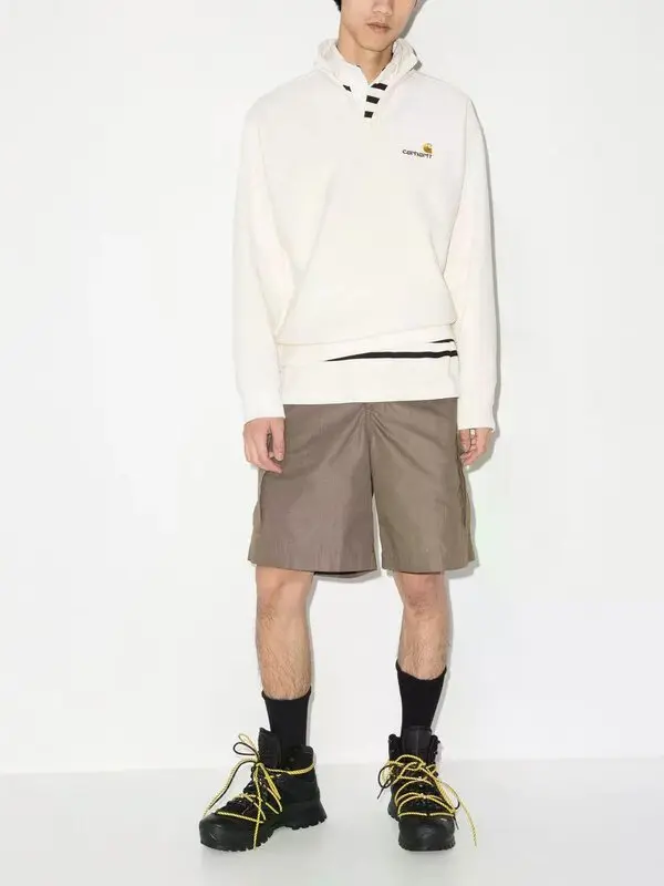 Carhartt Work In Progress Logo-embroidered Half-zip Sweatshirt - White