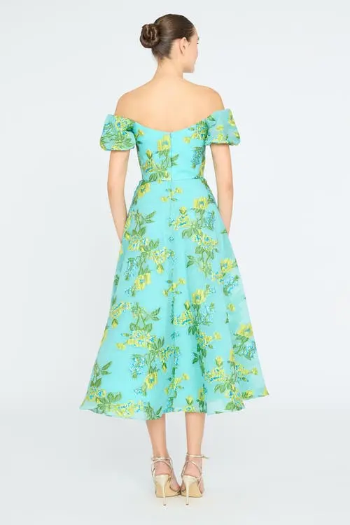 Theia Alanis Off-shoulder A-line Dress