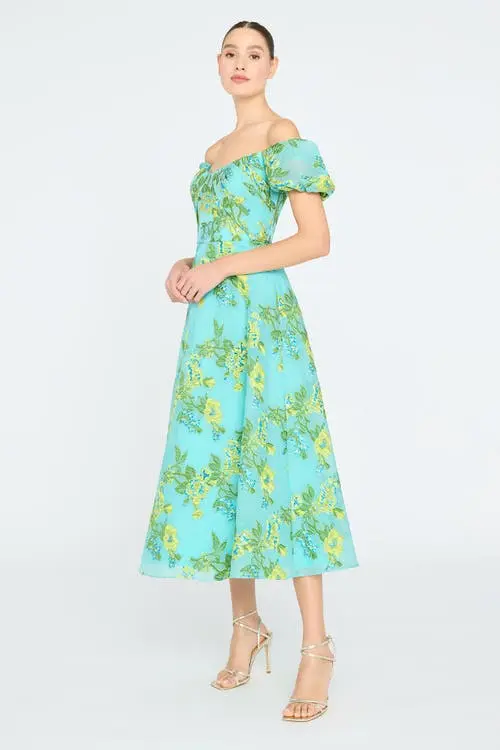 Theia Alanis Off-shoulder A-line Dress