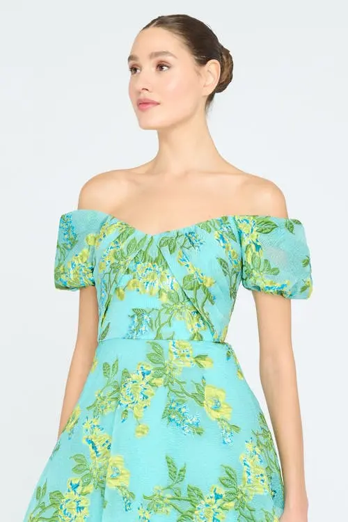 Theia Alanis Off-shoulder A-line Dress