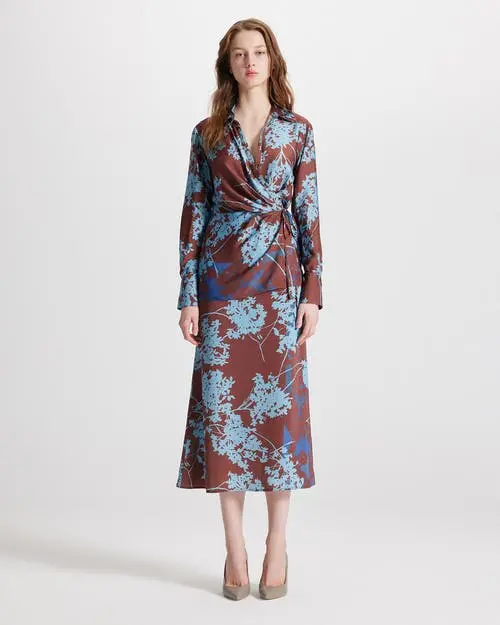 THEO THE LABEL Hydra Printed Maxi Dress - Koffee/blue