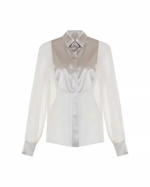THEO THE LABEL Idalia Plasteron Chiffon Blouse