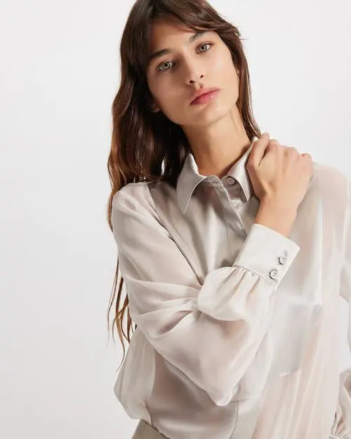 THEO THE LABEL Idalia Plasteron Chiffon Blouse