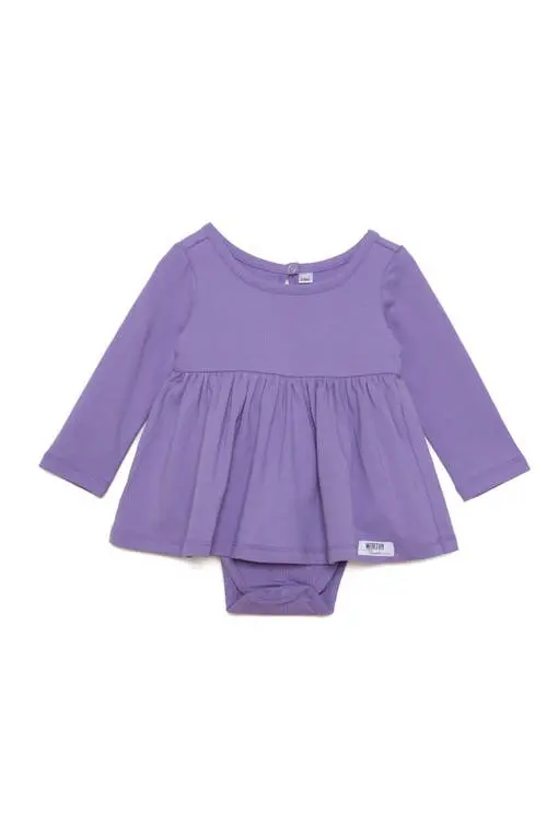 WORTHY THREADS Solid Long Sleeve Bubble Romper - Purple