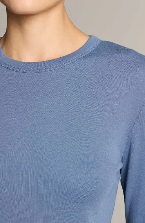 Vince Essential Long Sleeve Pima Cotton & Modal T-shirt - Blue Slate