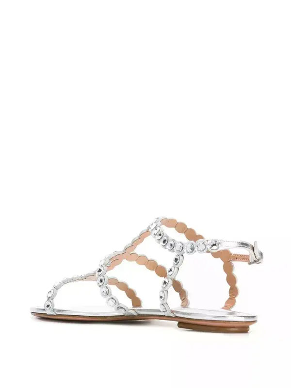 AQUAZZURA Crystal Embellished Flat Sandals