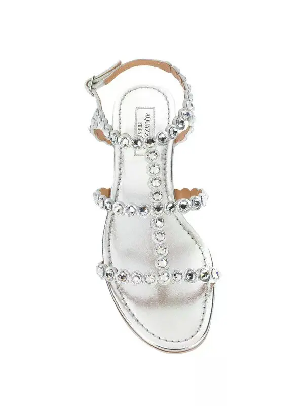 AQUAZZURA Crystal Embellished Flat Sandals