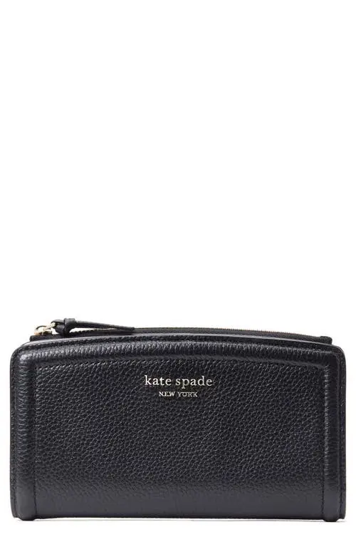 Kate Spade New York Knott Pebble Leather Slim Zip Wallet - Black