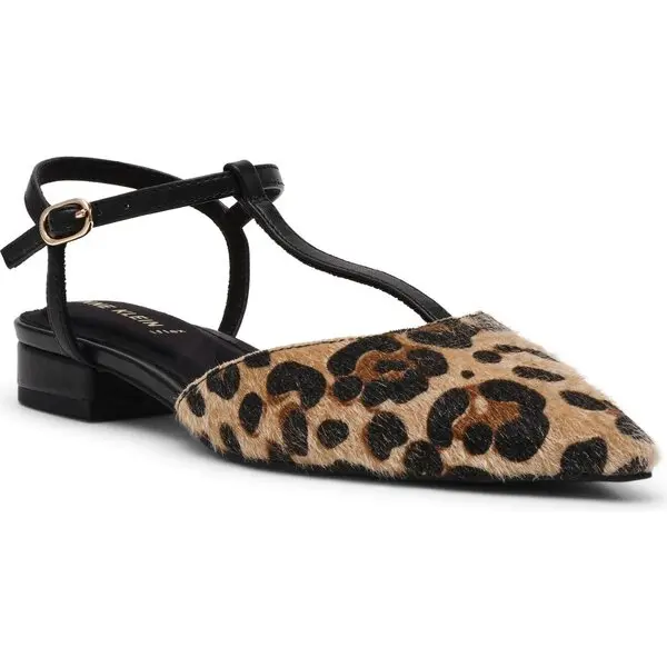 Anne Klein Emily Ankle Strap Pointed Toe Flat - Leopard