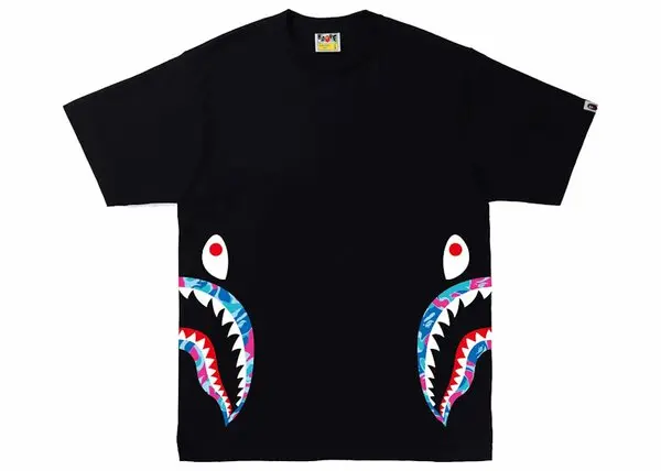A BATHING APE Marble Camo Side Shark Tee Shirt