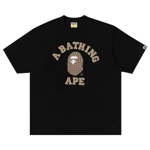 A BATHING APE Sta Houndstooth College Relaxed Fit Tee - Black