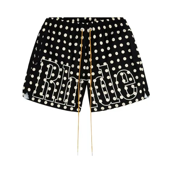 Rhude Logo Polka Dot Swim Shorts - Black