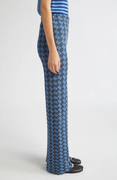 YANYAN Basket Argyle Drapey Wool Straight Leg Pants