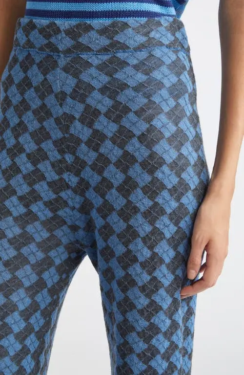 YANYAN Basket Argyle Drapey Wool Straight Leg Pants