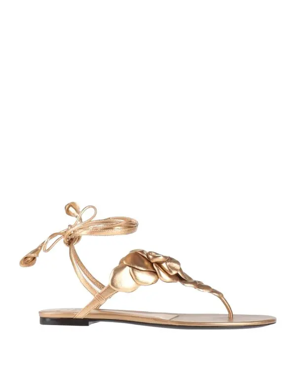 Valentino Garavani Leather Thong Sandals - Platinum