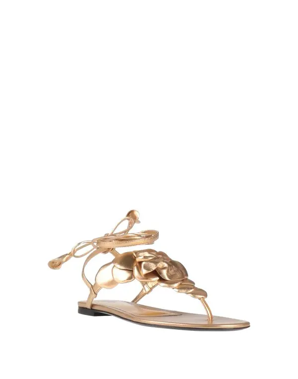 Valentino Garavani Leather Thong Sandals - Platinum