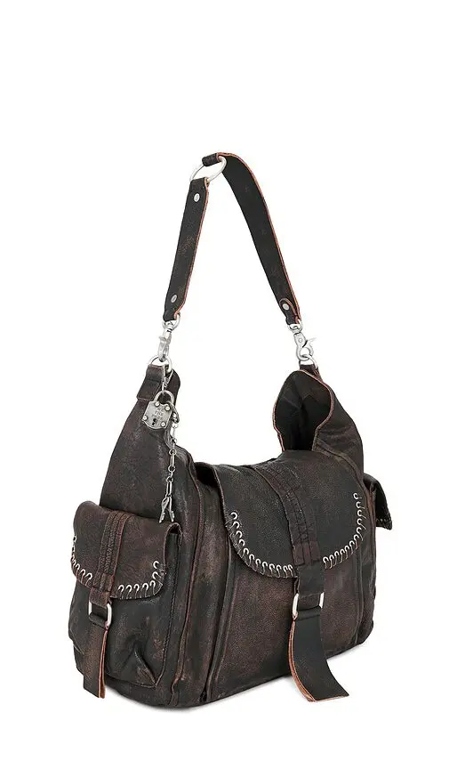 Free People X We The Free Leigh Distressed Hobo Bag - Chocolate