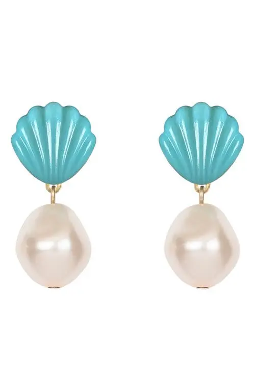JENNIFER BEHR Nori Shell & Faux-pearl Drop Earrings - Turquoise