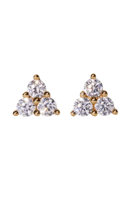 AURATE Lab Grown Sapphire Trinity Stud Earrings - Vermeil /yellow