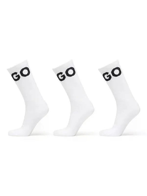 Hugo Boss Logo-print Crew Socks Pack Of Three - White