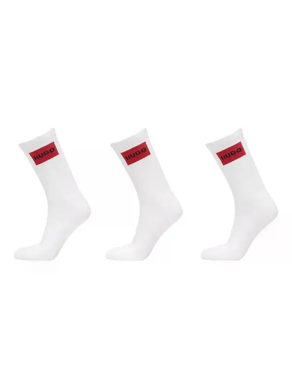 Hugo Boss Logo-detail Ribbed Crew Socks - White
