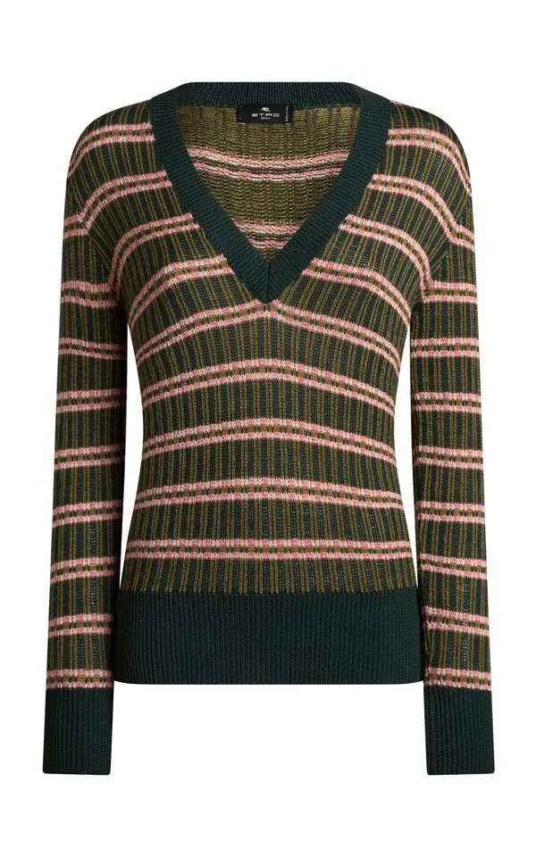 Etro Striped Wool-blend Knit Top