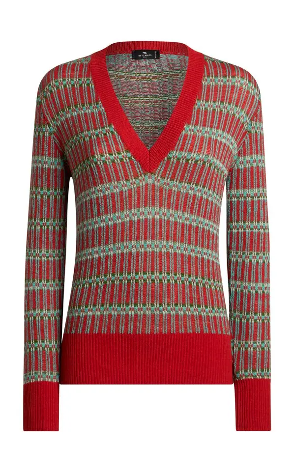Etro Striped Wool-blend Knit Top - Red