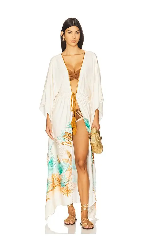 PatBO Bananeira Tropical Long Cover Up - Beige