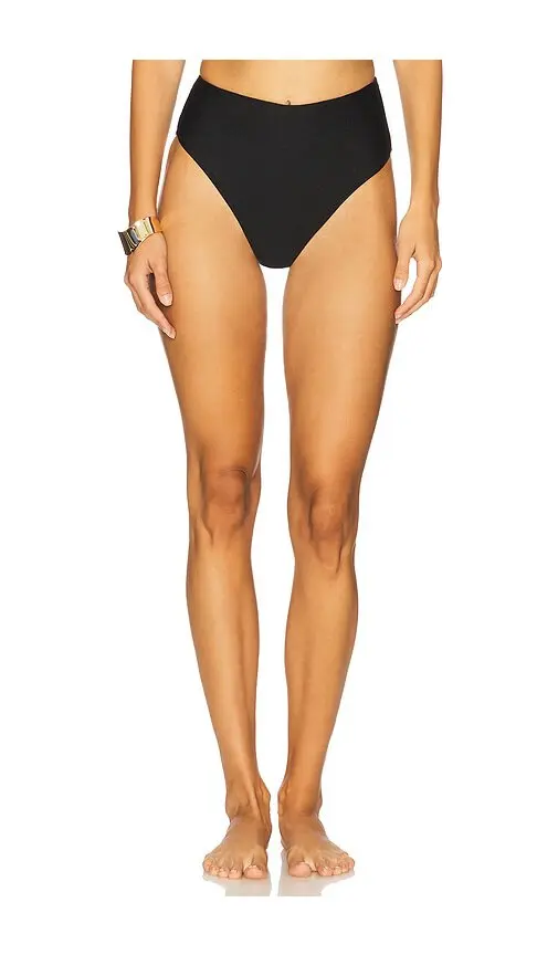 PatBO Runway High Waist Bikini Bottom - Black