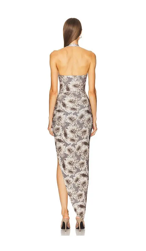 Norma Kamali Cayla Side Drape Gown - Fall Flowers